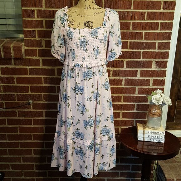 Gal Meets Glam | Dresses | Gal Meets Glam Isabel Floral Smocked Midi ...